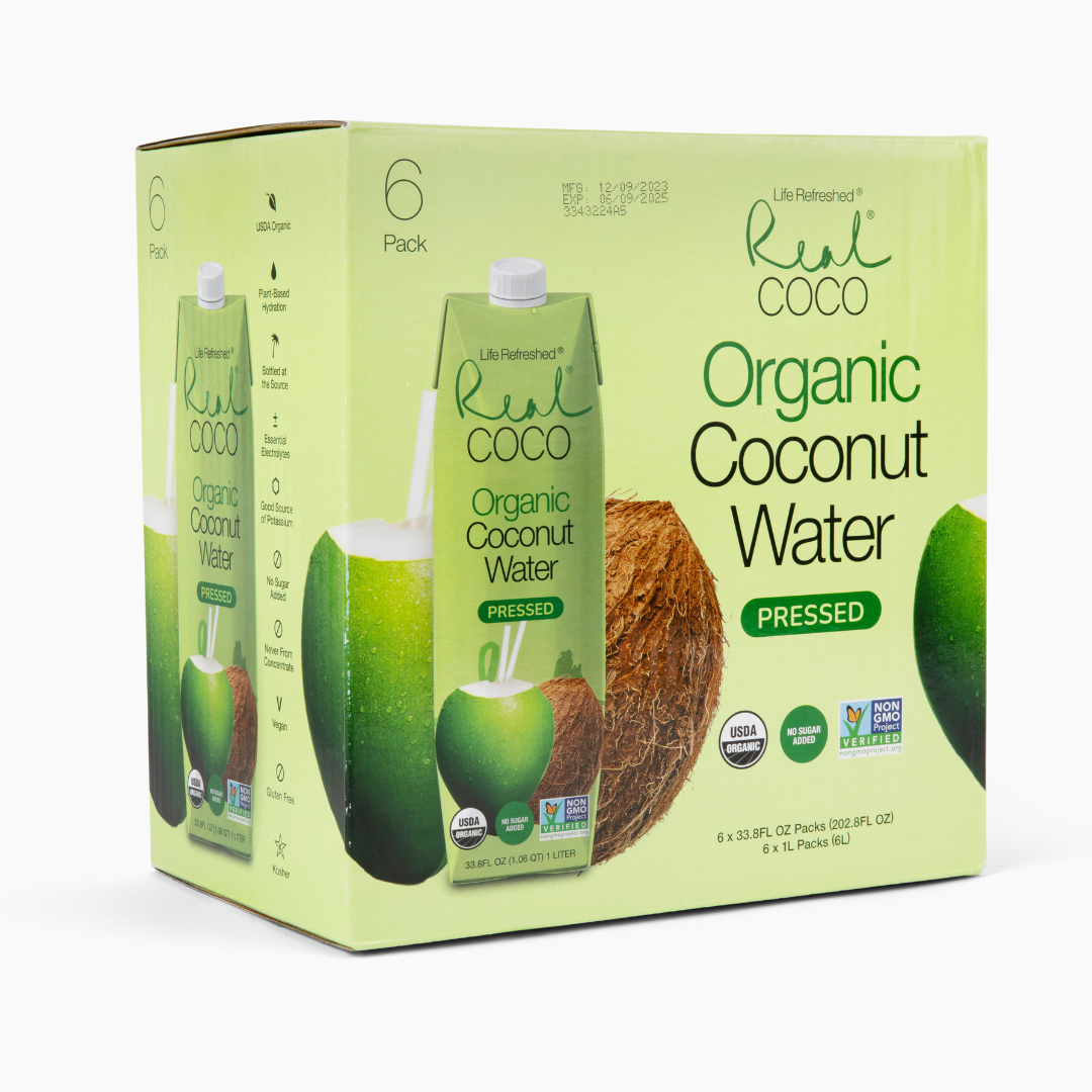 Organic Pressed Coconut Water (1L - 6pk) - Life Refreshed Brands - Real Coco
