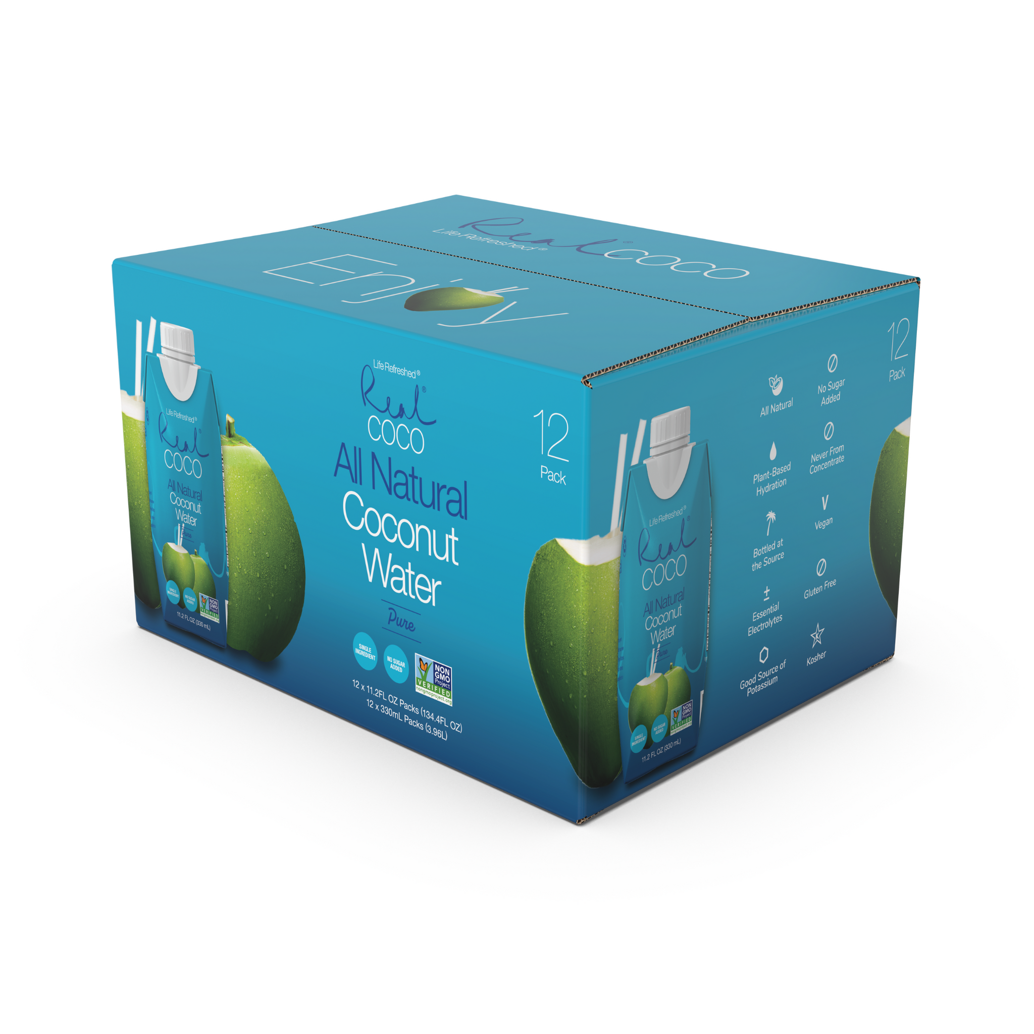 All Natural Pure Coconut Water 330mL/12pk – Real Coco