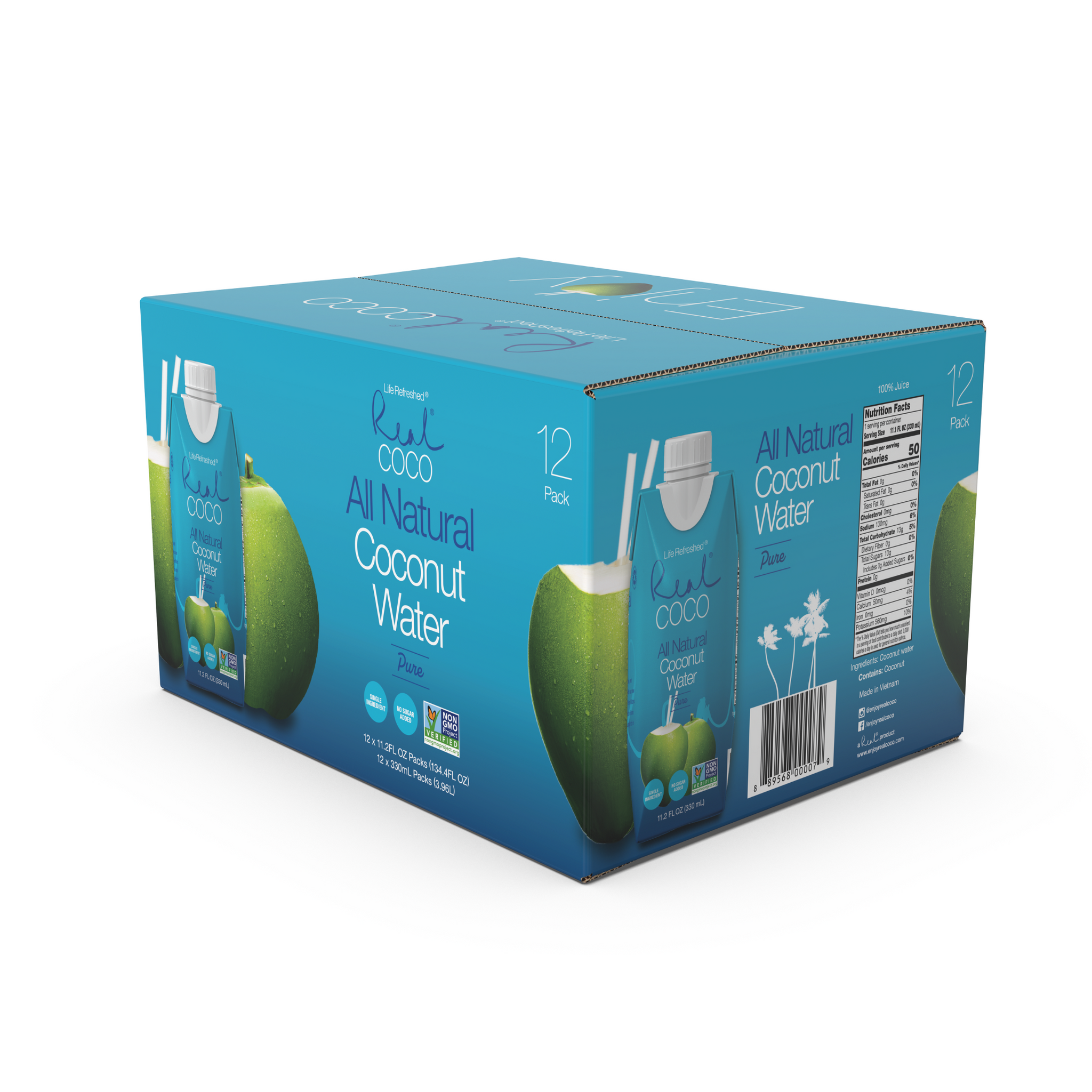 All Natural Pure Coconut Water 330mL/12pk – Real Coco